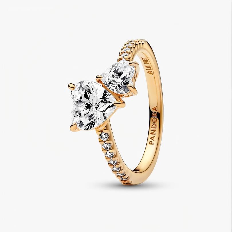 Pandora Double Heart Sparkling Ring – Gather